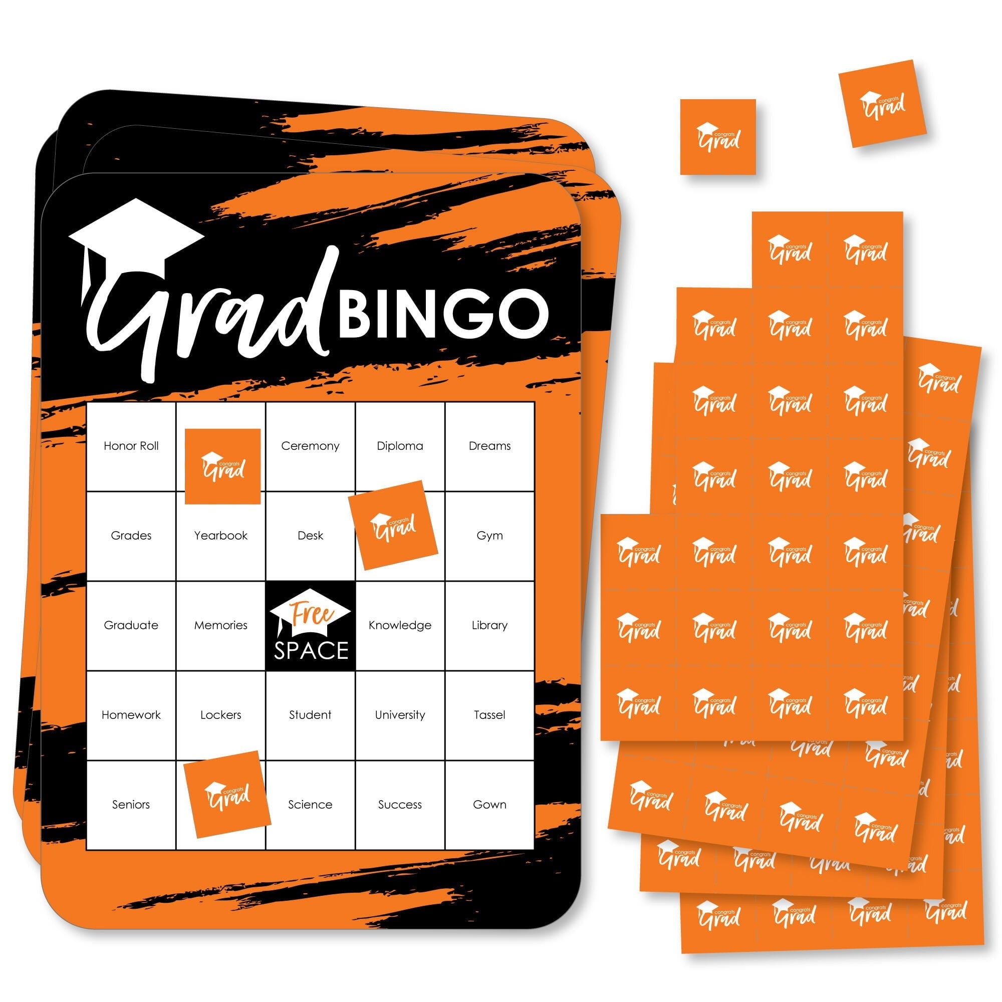 Big Dot of Happiness Orange Grad - Best is Yet to Come - Bingo Cards ...