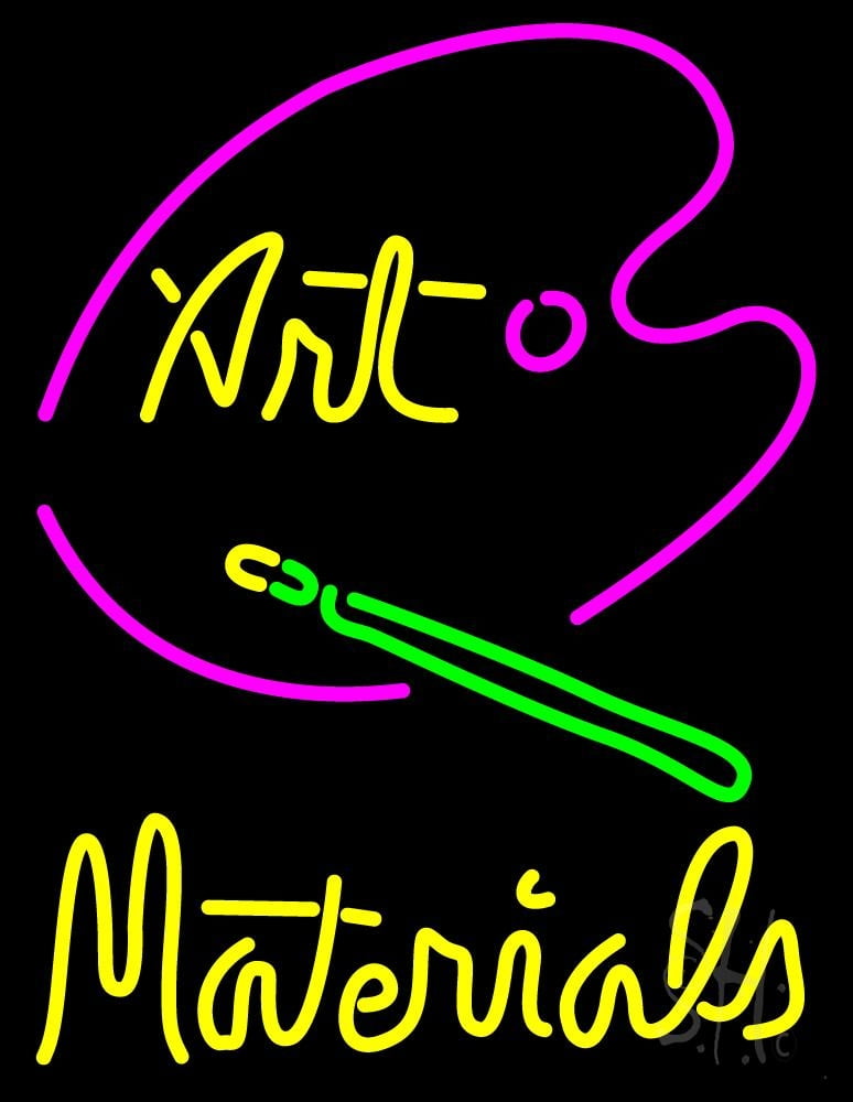 Art Materials LED Neon Sign 19 x 15 - inches, Black Square Cut Acrylic ...