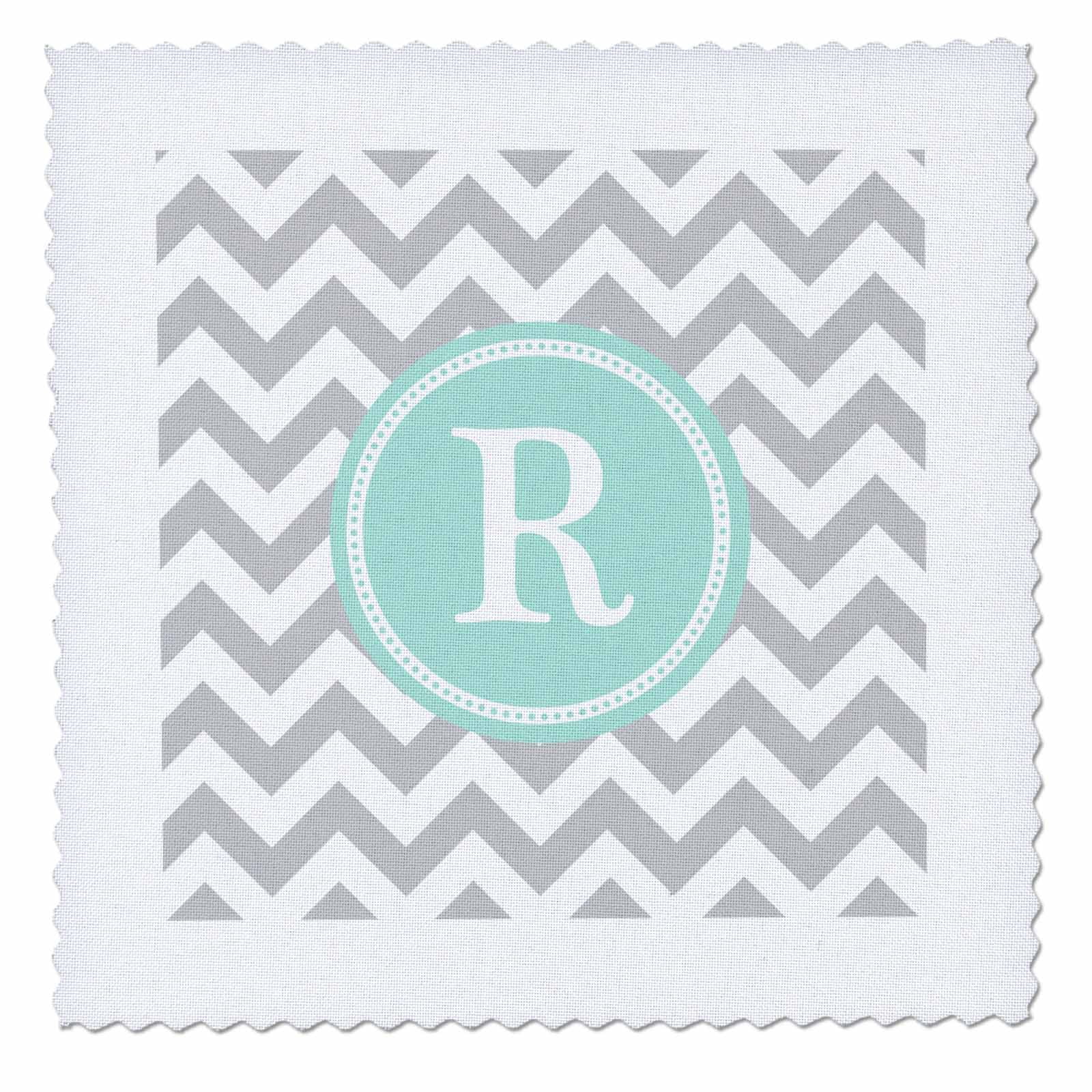 Letter R Grey and white Chevron with Mint monogram personal initial R ...
