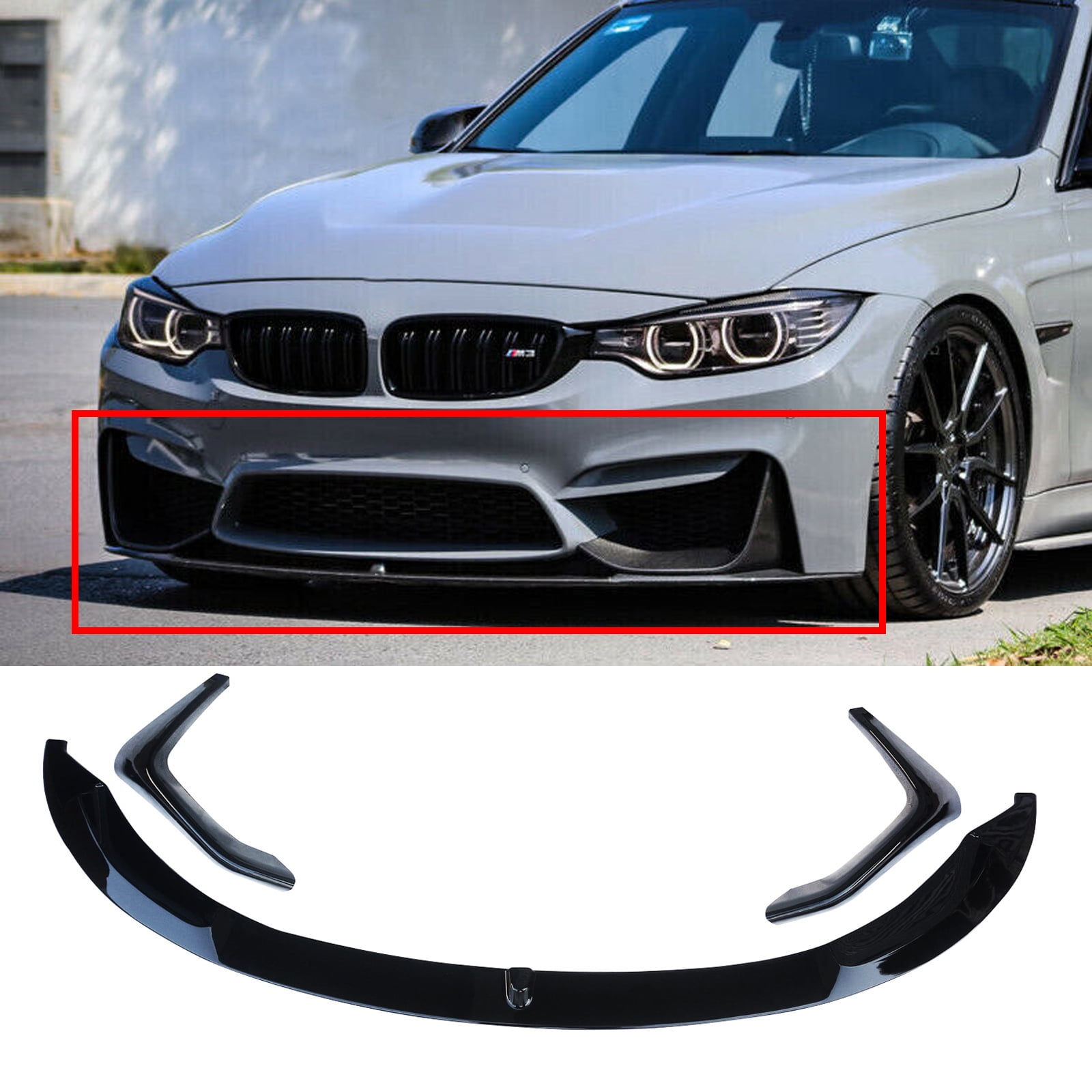 NINTE Front Lip for BMW M3 F80 M4 F82 F83 15-20 Gloss Black Bumper ...
