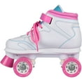 Chicago Girls' Quad Roller Skates, Size 4, White/Pink/Teal, with Knee ...