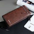 Men's Bifold Leather Zip Coin Long Wallet Multi Card Holder Purse ...
