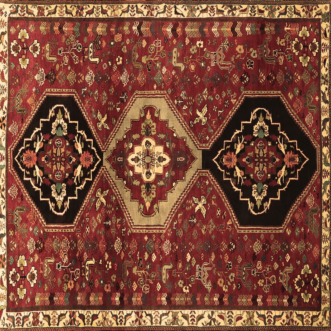 Ahgly Company Indoor Square Persian Brown Traditional Area Rugs, 3 ...