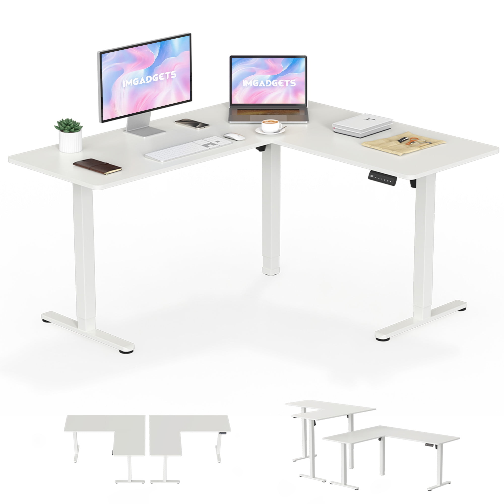 Click here for Imgadgets L-Shaped Electric Standing Desk (White)... prices