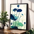 ARTVORA Vintage Blue Lotus Flower Wall Art Print in Woodblock Style ...