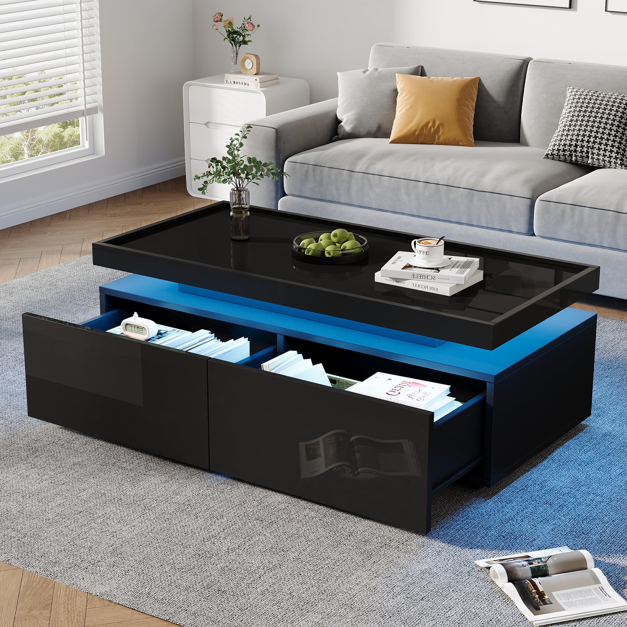 Click here for Noble House 37.4 High-Gloss Coffee Table led Lit W... prices