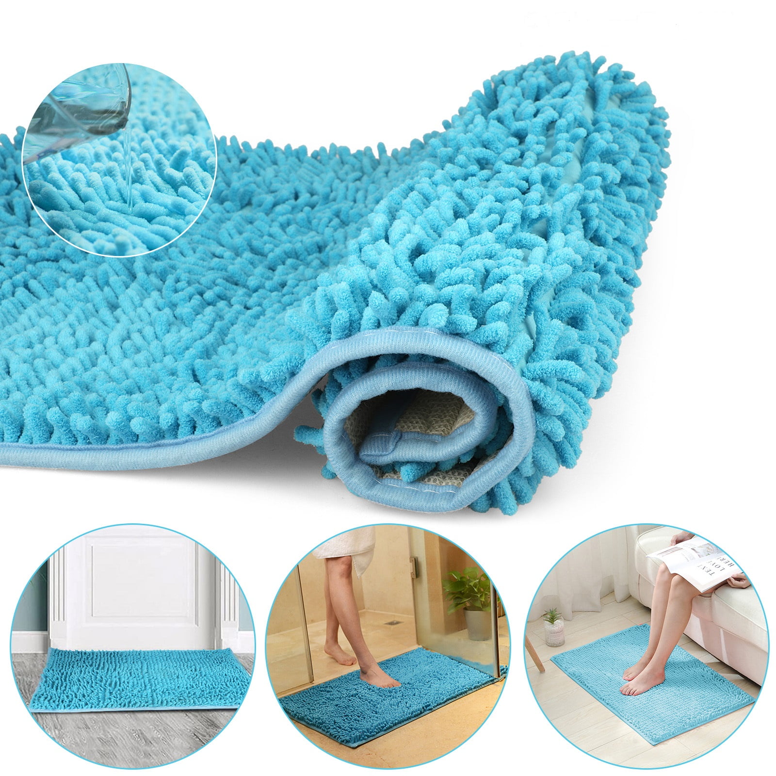 31.5 x 20'' Bathroom Mat, TSV Super Absorbent Water Non-Slip Bath Rug ...