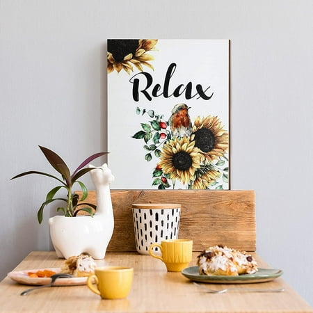 3 Pieces Sunflower Bathroom Wooden Hanging Wall Plaques Relax Soak ...