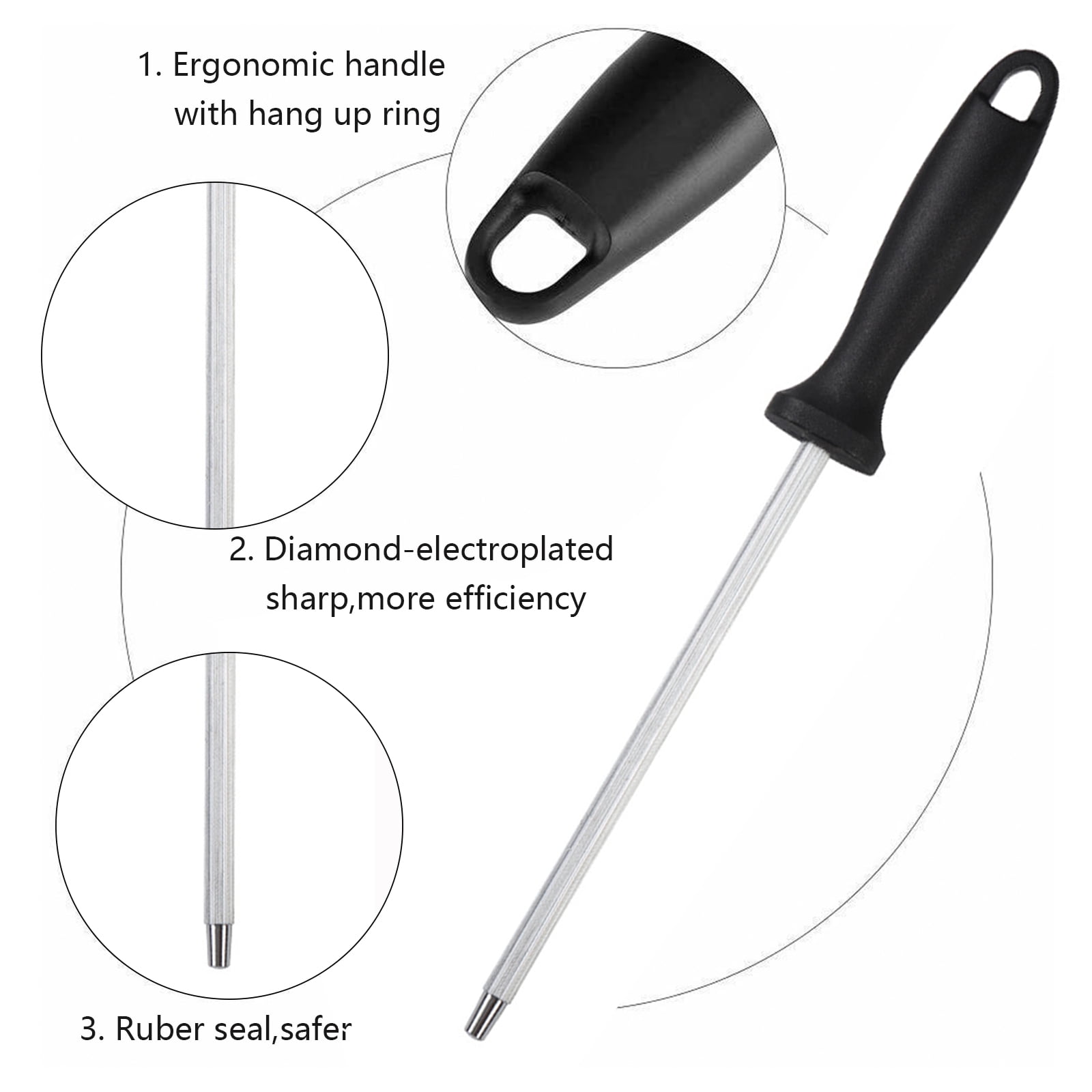 TWSOUL Sharpening Steel,12.5 Inch Professional Extra Fine Oval Knife ...