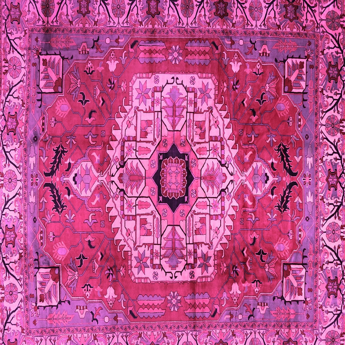 Ahgly Company Indoor Square Persian Pink Traditional Area Rugs, 5 ...