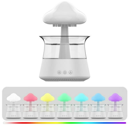 OUSITAID Cloud Rain Humidifier with 7 Colour Lights Timer Portable Raindrop Reusable Aroma ...