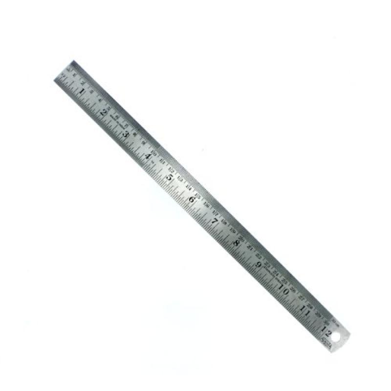 300mm 12" Steel Rule Ruler Easy Read Conversion Tables Subdivided ...