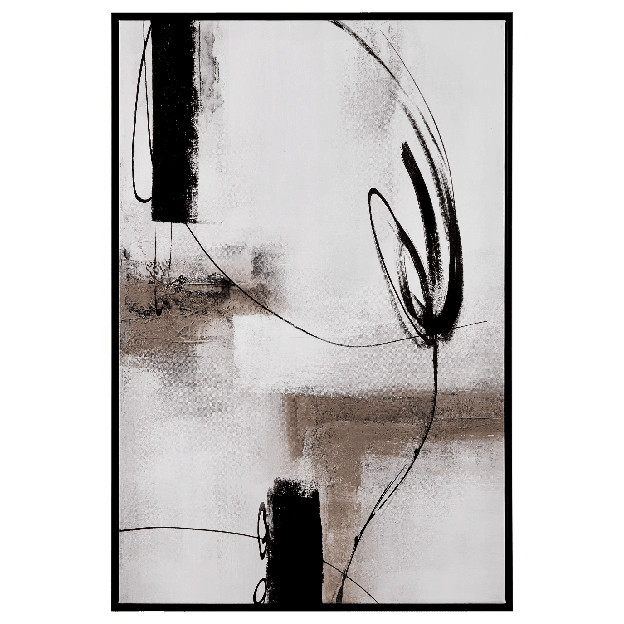 Click here for Bouclair Brown Abstract Black Lines Framed Canvas... prices