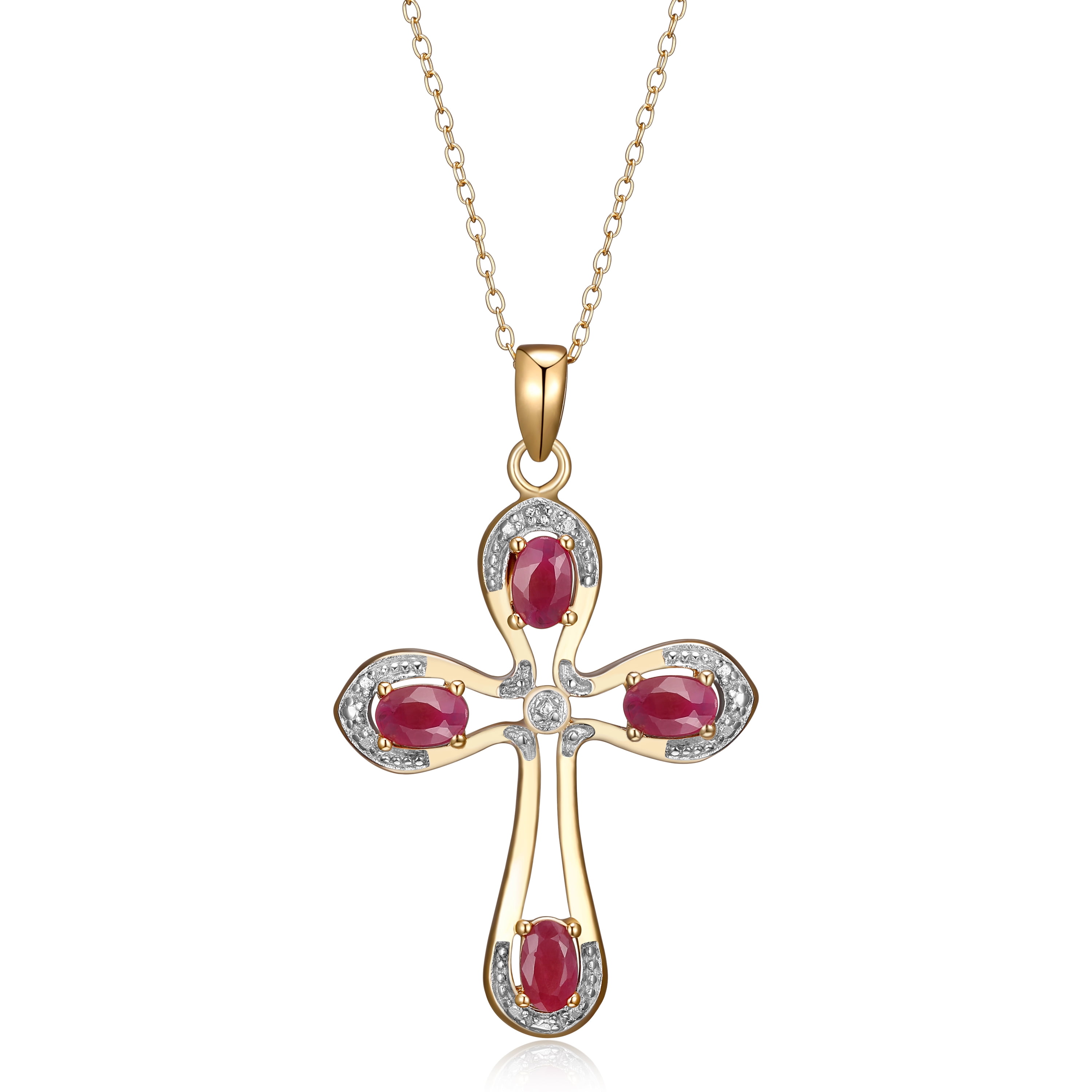 Gold over Sterling Silver Genuine Ruby July Birthstone and Diamond ...