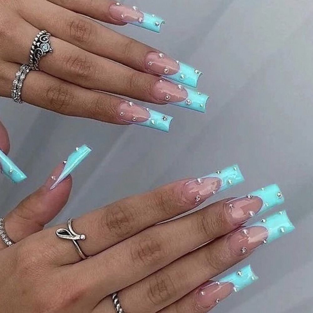 24pcs/Box Press On Nails Detachable Full Cover Manicure Tool Flower ...