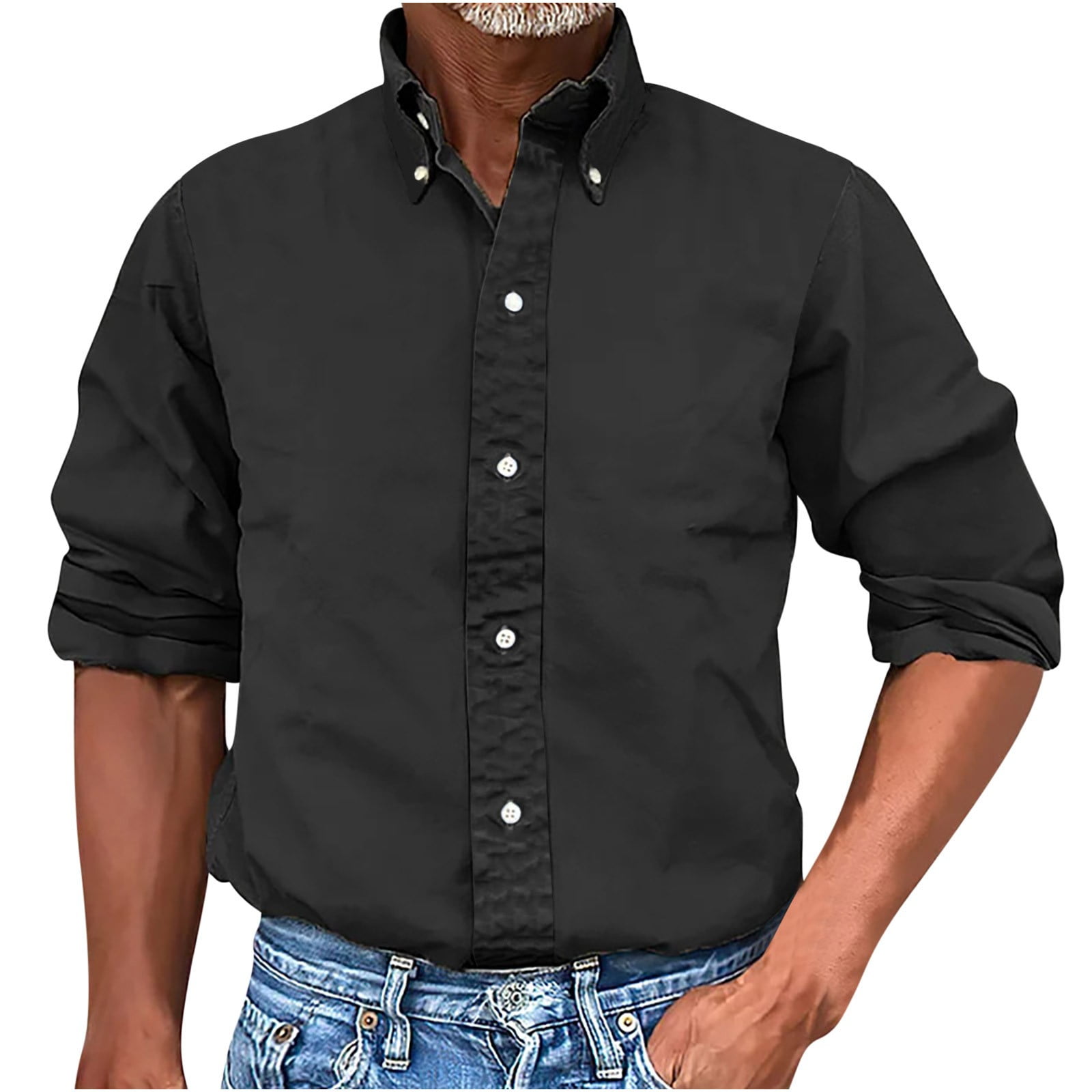 Cameland Men's Button Down Shirts Casual Long Sleeve Solid Regular Fit ...