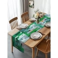 Burlap Table Runner 48 Inches Long, Abstracts Green Painting Buildings ...