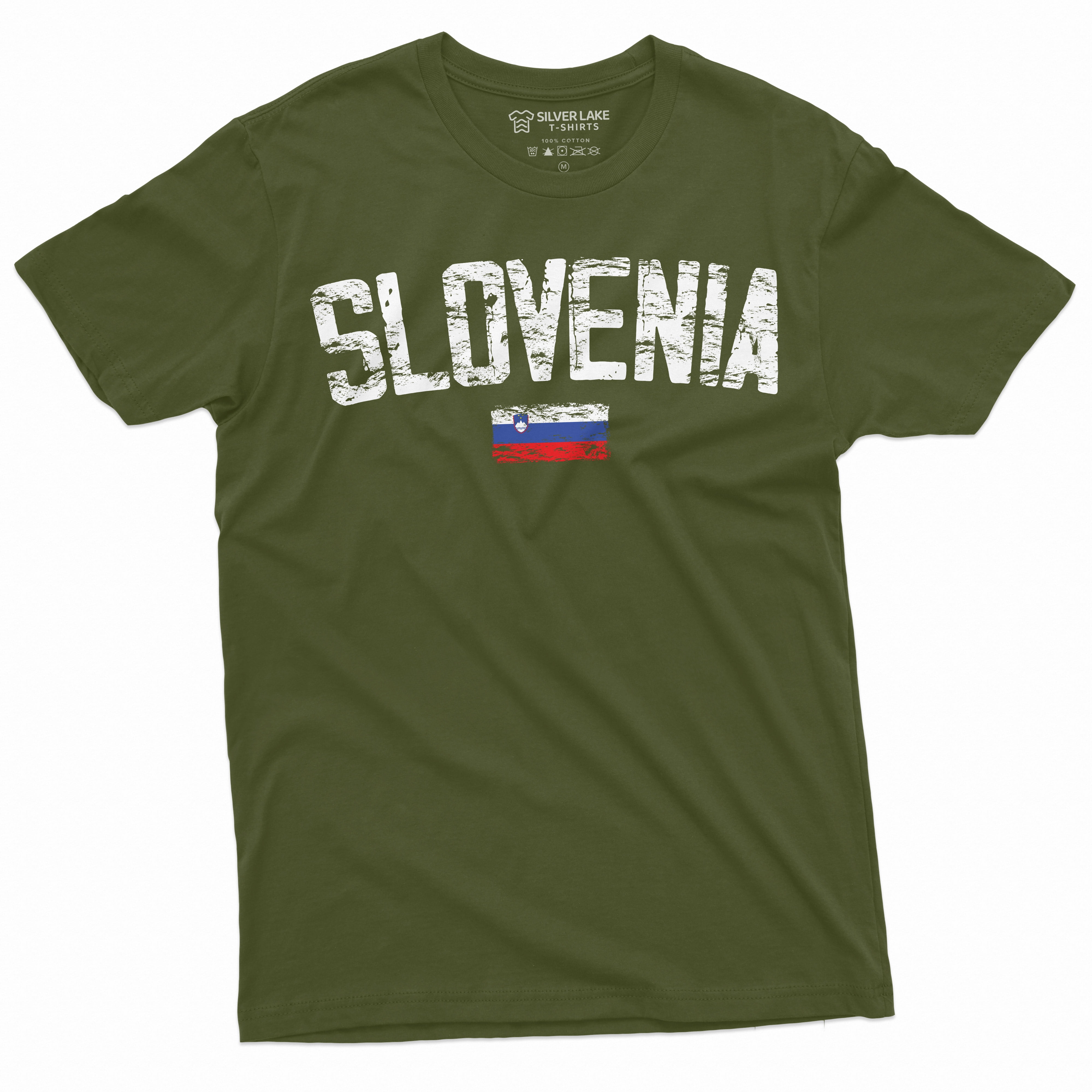Slovenia T-shirt Slovenija Flag Mens Tee Shirt Nation Patriotic Tee Shirt (Medium Military Green ...