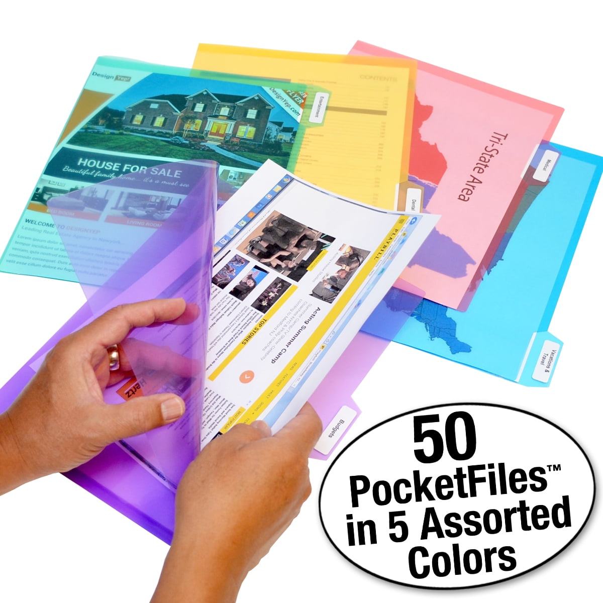 Ultimate Office PocketFile™ Clear Poly Document Folder Project Pockets ...