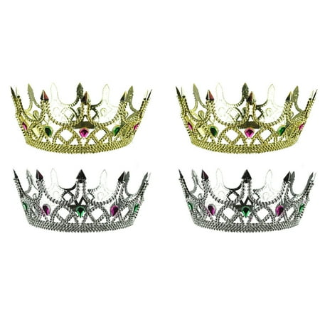 4 Pieces Royal King Plastic Crown Queen Plastic Crown Birthday Crowns ...