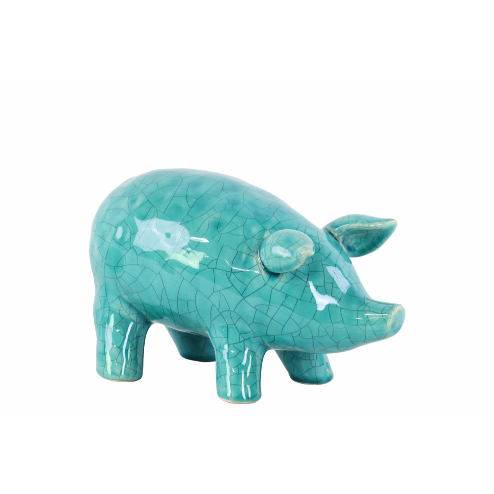 Ceramic Standing Pig Figurine- Small- Blue- Benzara - Walmart.com ...