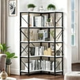 ModFusion 5-Tier L-Shaped Bookcase Organizer, Corner Shelf with Anti ...