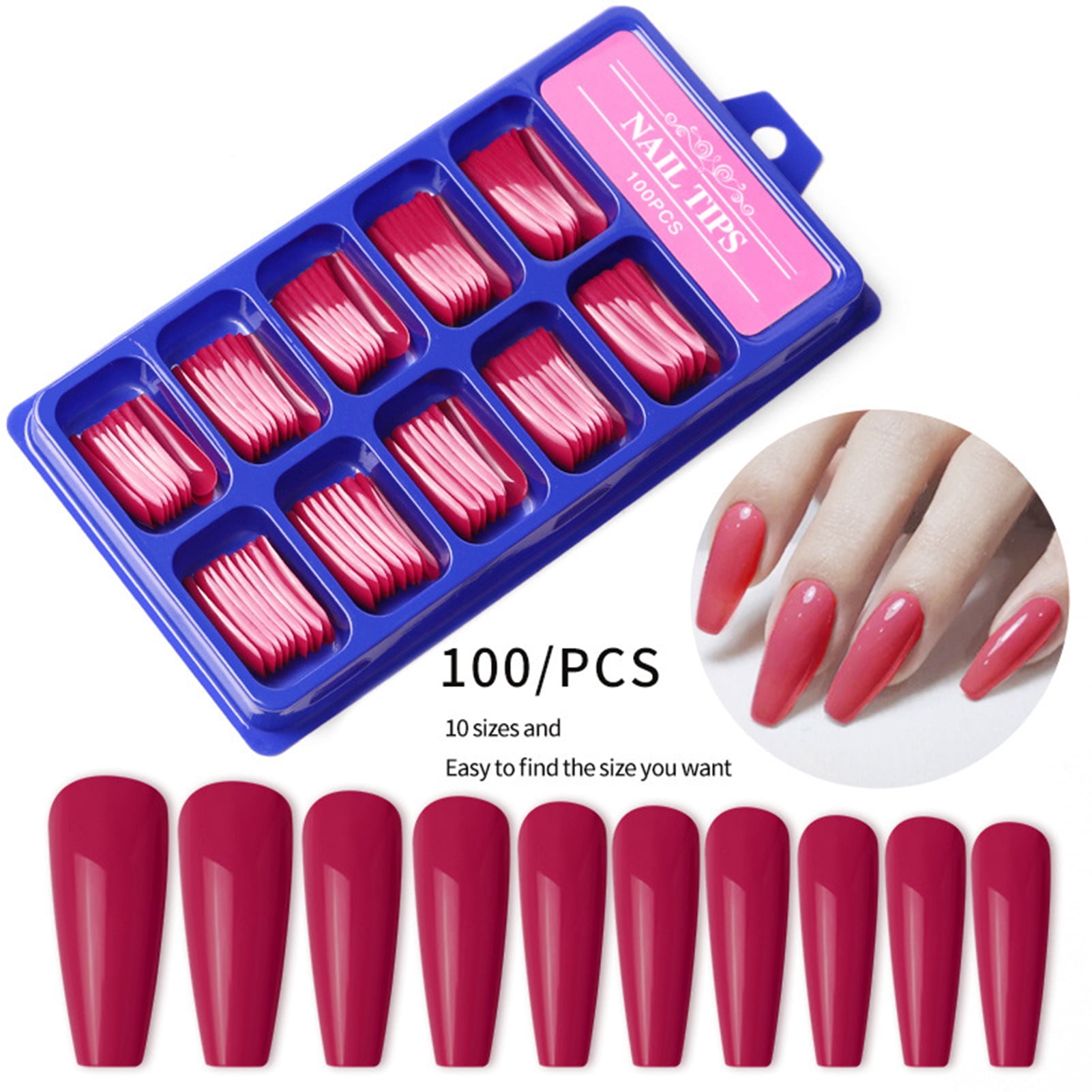 Anvazise 100Pcs/Set Fake Nails Solid Color Detachable Manicure Decor ...
