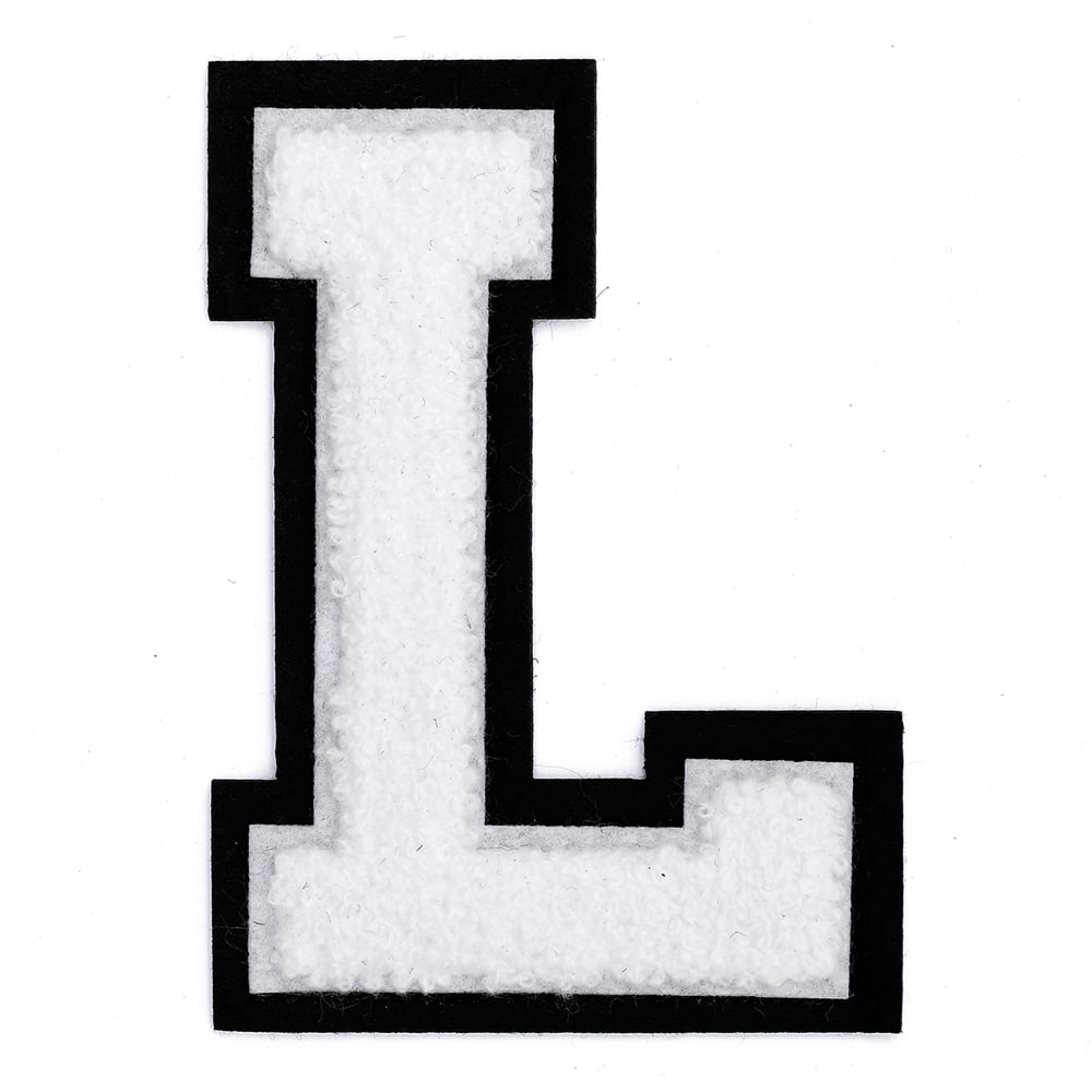 Chenille Stitch Varsity Iron-On Patch by pc, 4-1/2", White/Black, TR ...