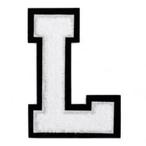 Chenille Stitch Varsity Iron-On Patch by pc, 4-1/2", White/Black, TR ...