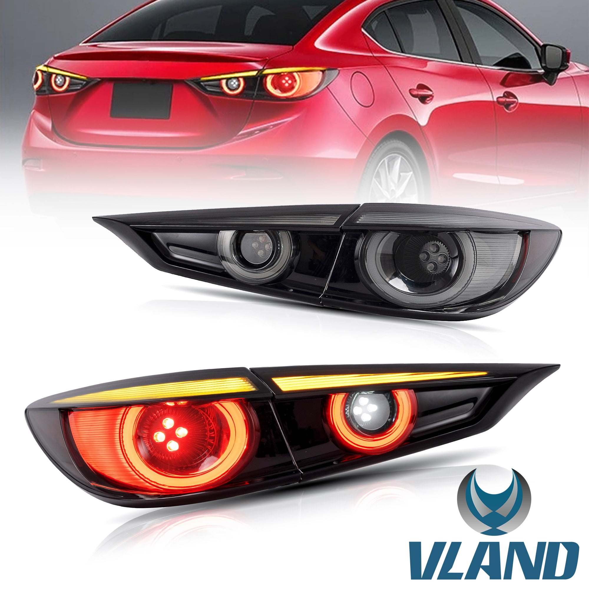 VLAND Full LED Tail Lights for Mazda 3 Axela Sedan 2014-2018 Sequential ...