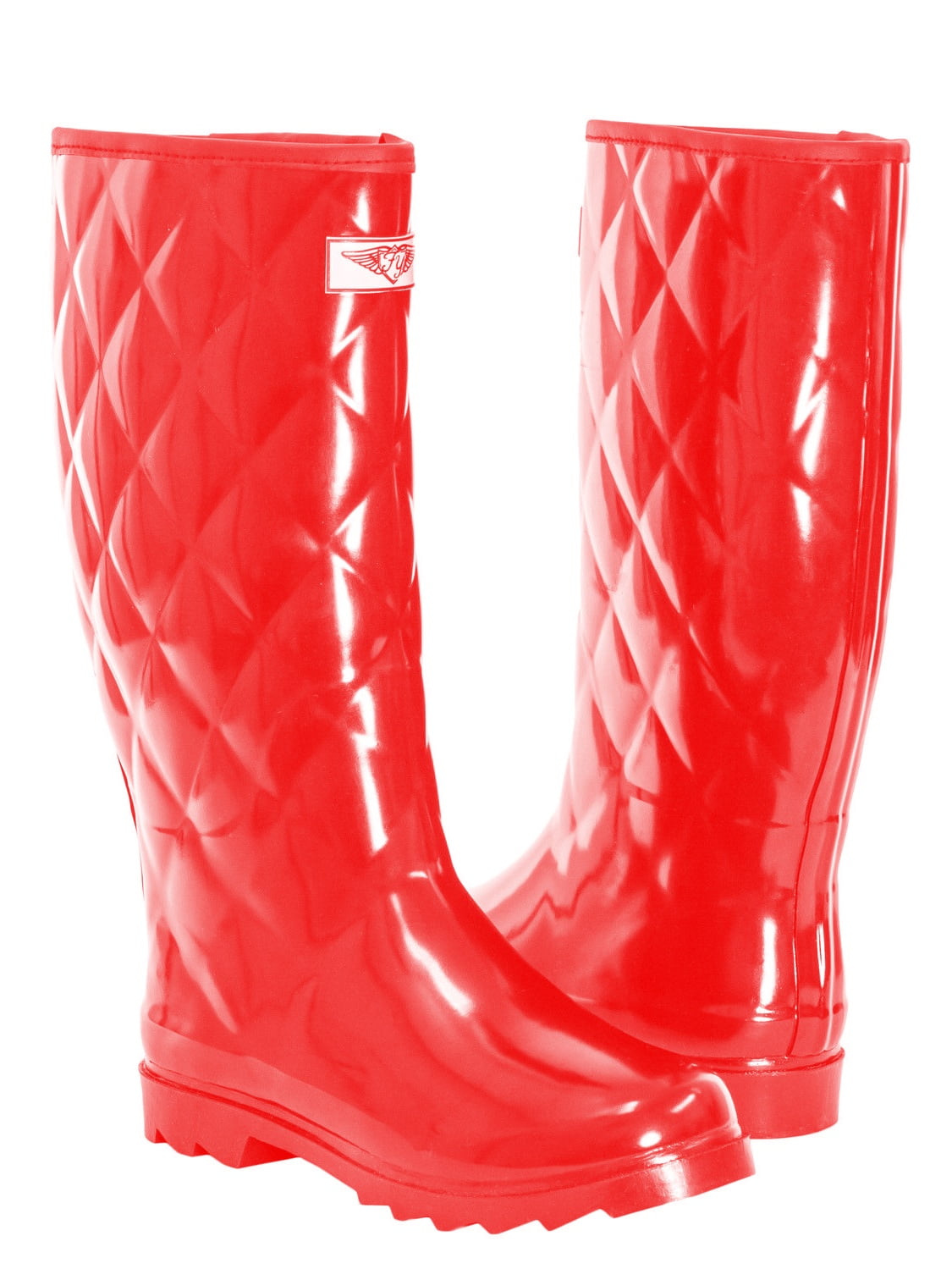 Women Quilted Style Red Rubber Rain Boots - Walmart.com