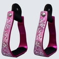 HILASON Western Aluminium Slanted Horse Stirrups Floral Engraved Pink ...