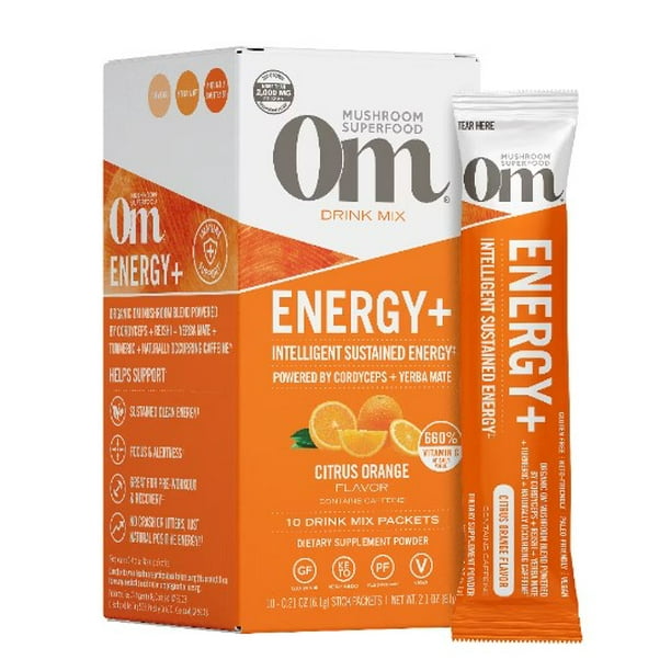 OM Organic Mushroom Nutrition Energy Citrus Orange -- 10 Energy Stick ...