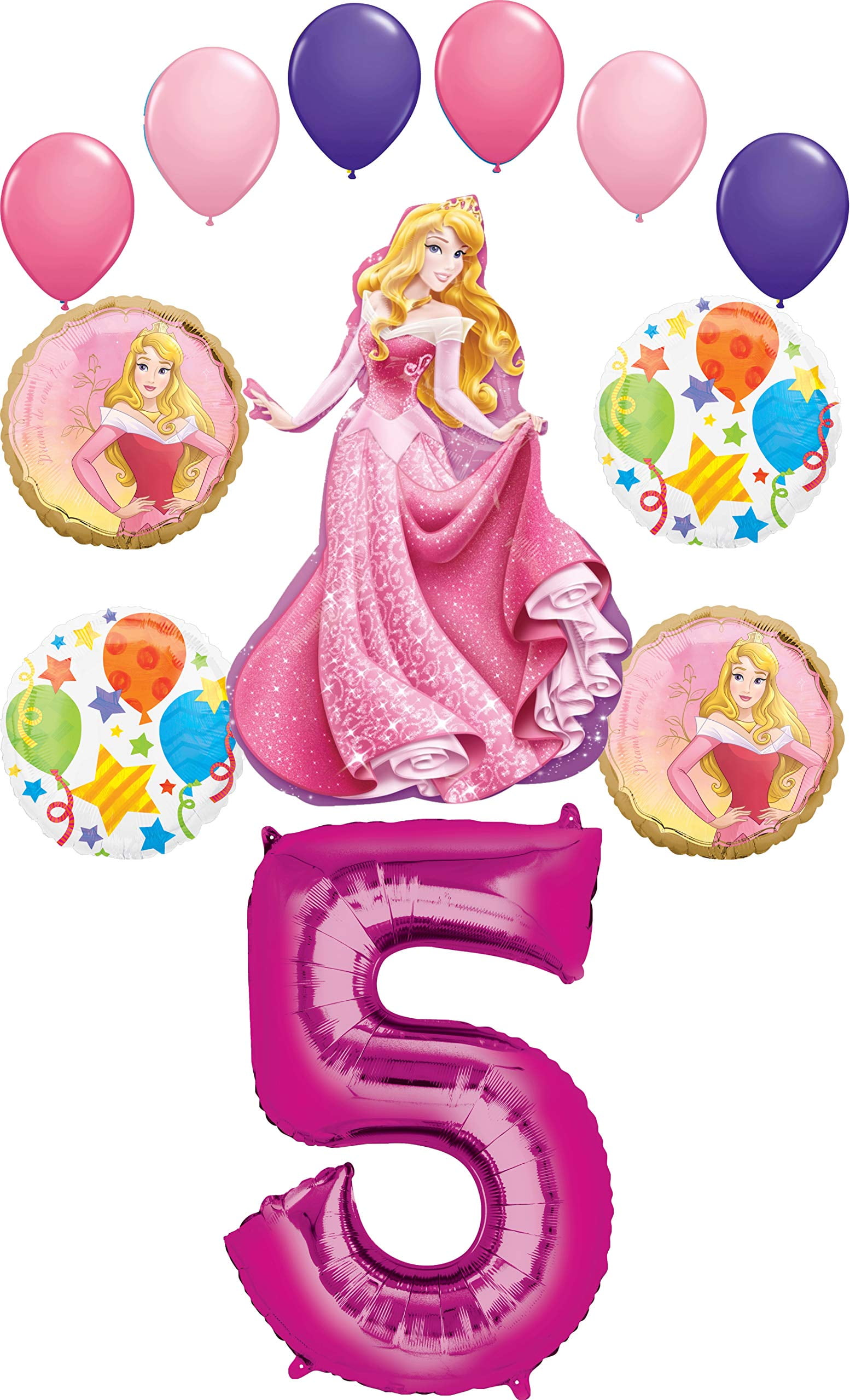 Sleeping Beauty Party Supplies Princess 5th Birthday Balloon Bouquet ...
