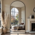 Extra Large Arched Full Body Mirror - Black Brushed Finish, Stand/Hang ...