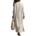 BOMYJESK Linen Dress Women Casual Long Shirt Dresses Cute Button ...