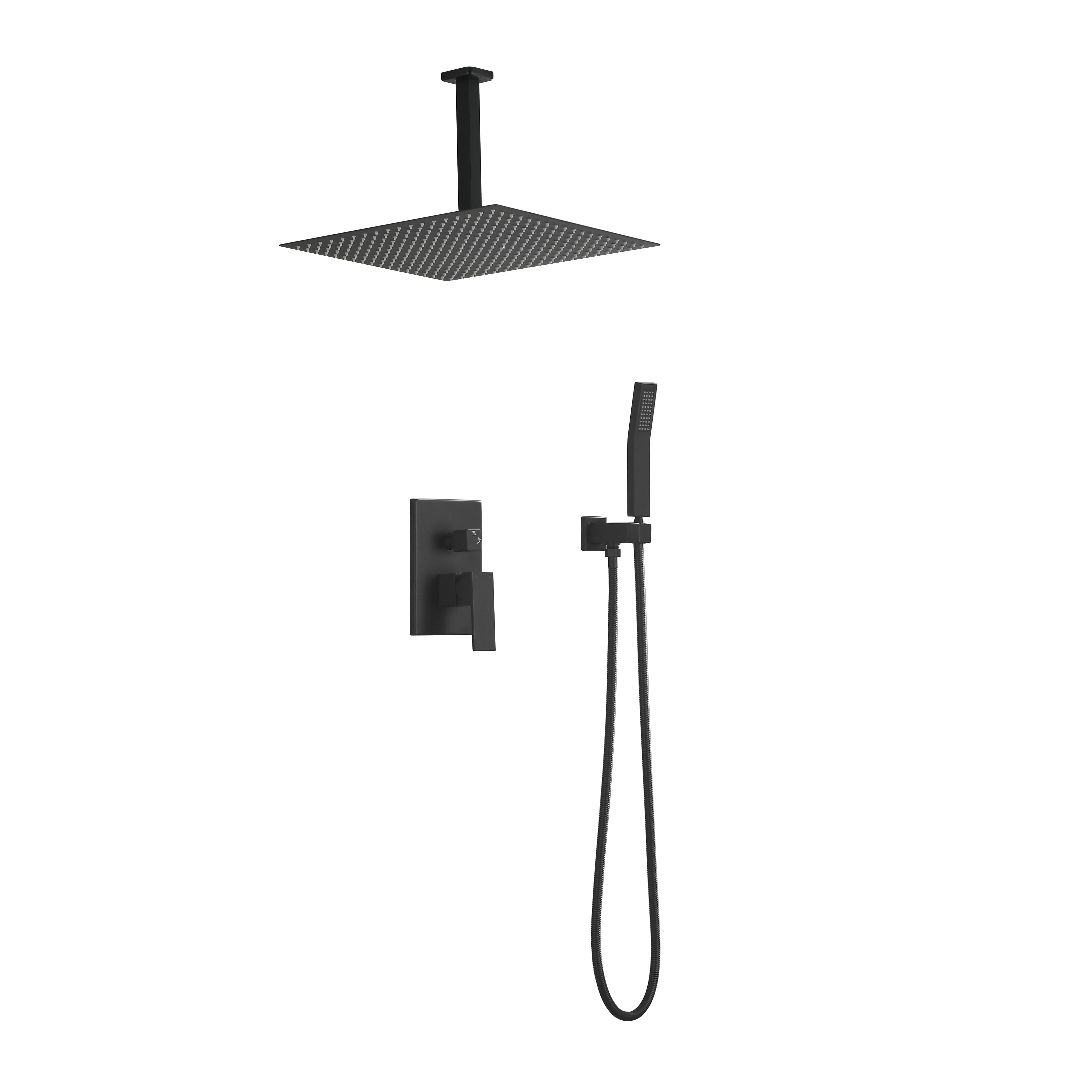 Matt Black Shower System with Ceiling Mounted Rain Shower and ...