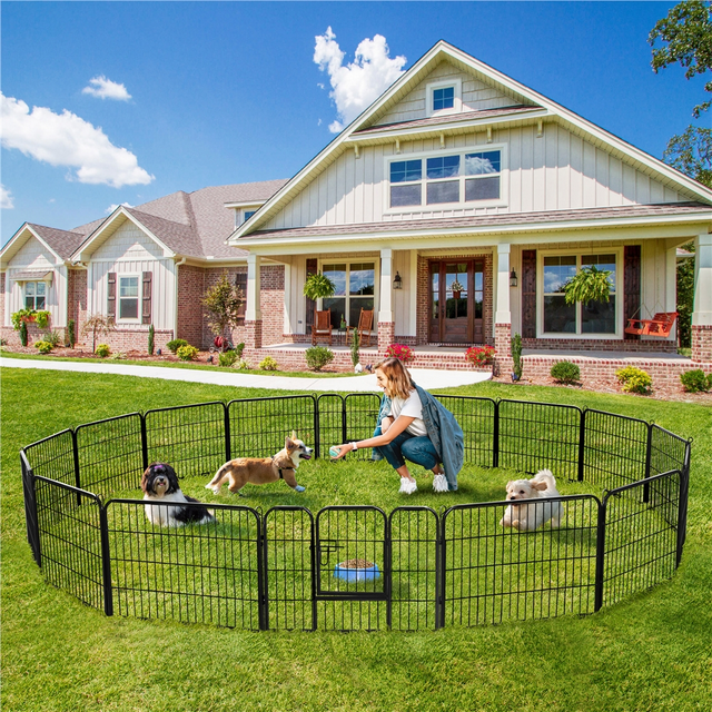 Topeakmart 32 Panels Metal Pet Playpens Dog Cat Exercise Barrier Fence ...