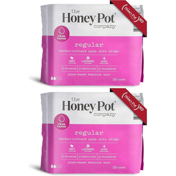 (2 Pack) The Honey Pot Company, Organic Regular Herbal-Infused Pads ...