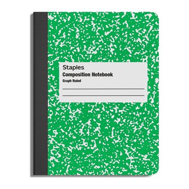 Staples Composition Notebook 7.5" x 9.75" Graph Ruled 80 Sheets Black ...