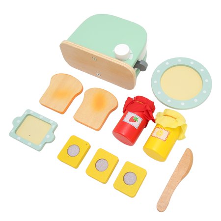 Kids Toaster Toy, High Solidwood Toaster Toy Set Mild Colors For ...