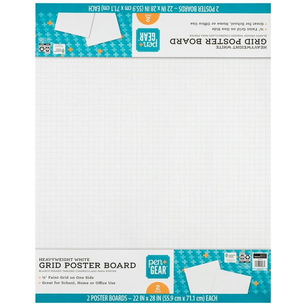 Pen+Gear Poster Board, 22 in x 28 in, Heavyweight, White, 2 Sheets ...