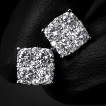 Men‚Äôs Micro Pave 3D Iced Cz Square Earrings, 9.2mm, White Gold Silver ...