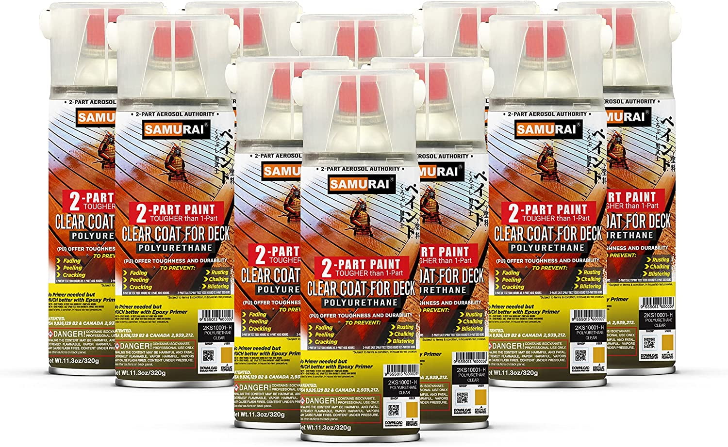 Samurai 2-Part Polyurethane Deck Clear Coat Spray Paint (Flat Clear ...