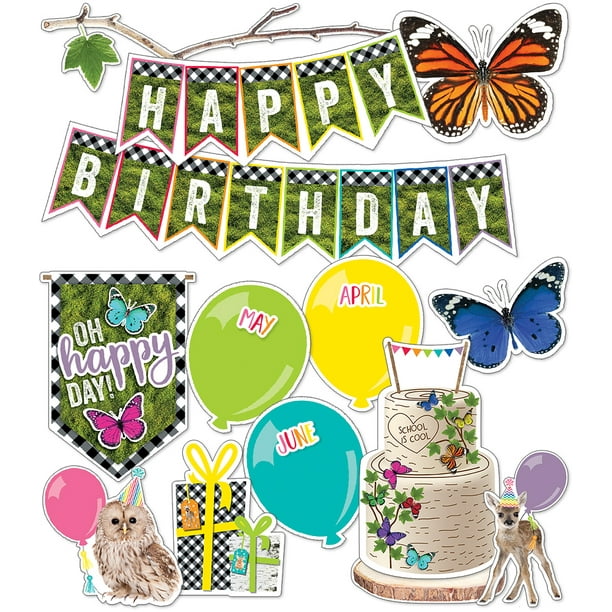 Schoolgirl Style Woodland Whimsy Birthday Mini Bulletin Board Set (37 ...