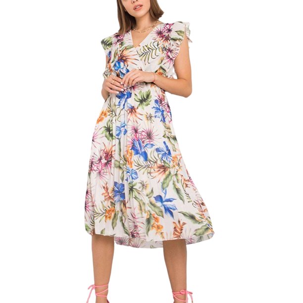 Lumento Women Kaftan Vacation Summer Beach Sundress Bohemian Floral