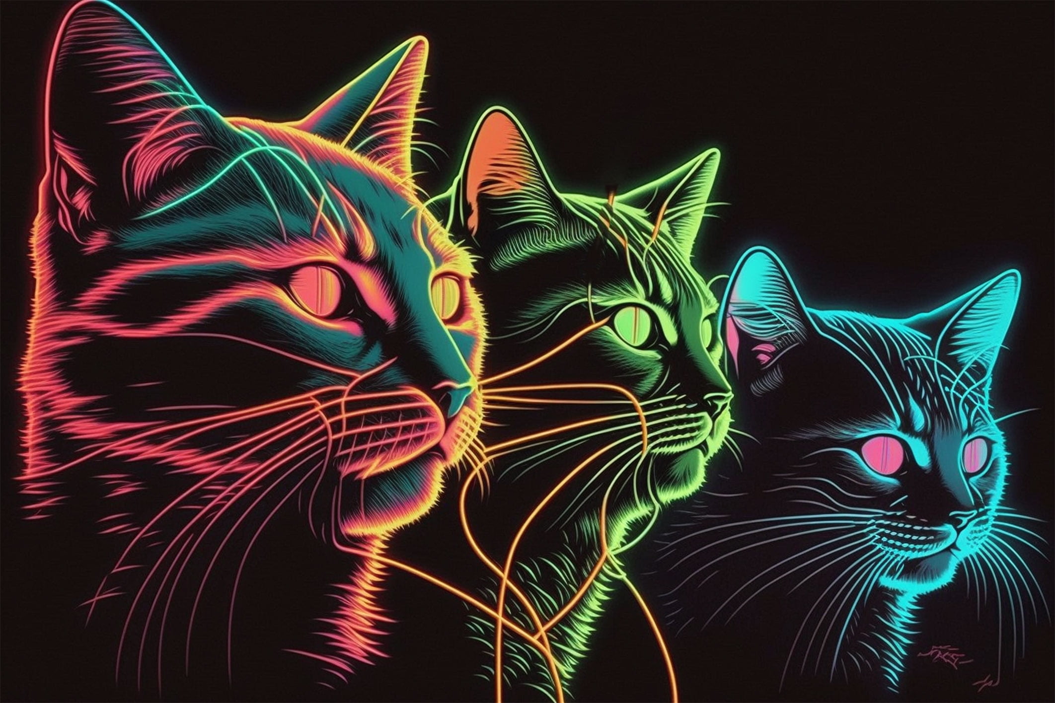 24x36 gallery poster, 1980s neon new wave laser cats p2 - Walmart.com