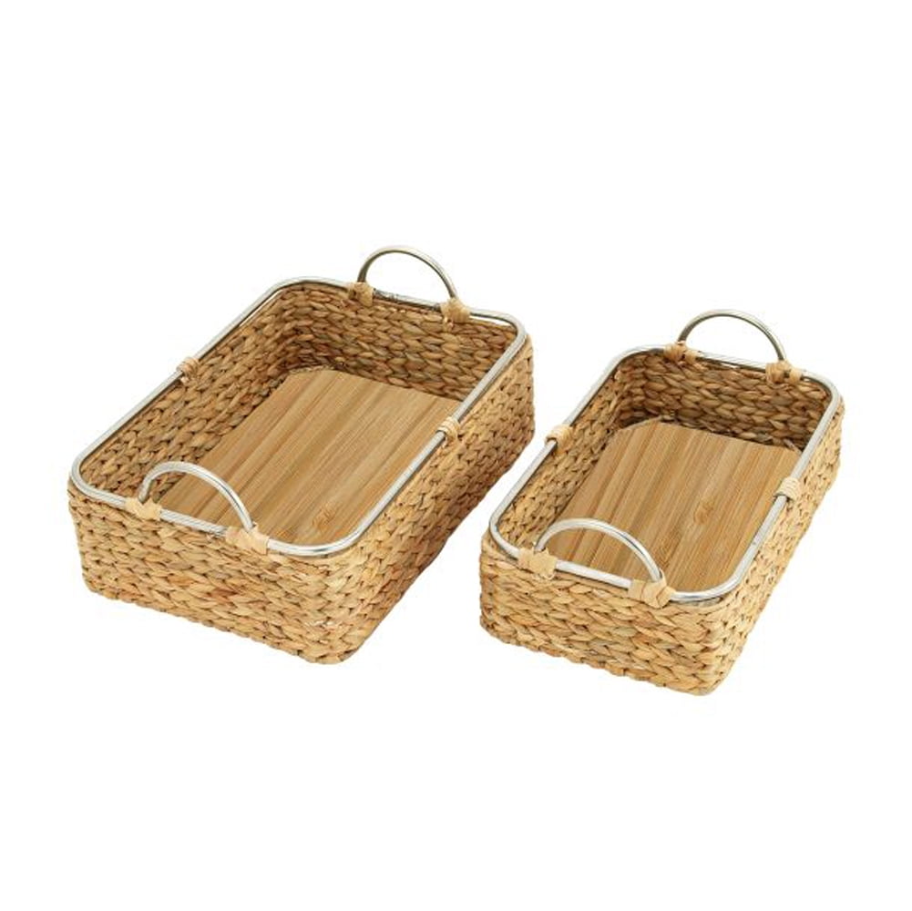 Classy Wicker Metal Glass Basket Set Of 2 - Walmart.com
