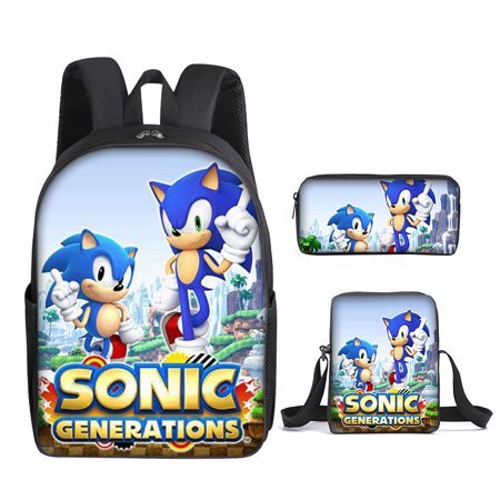 Sonic Student School Bag Three-piece (meal bag, pencil case, backpack ...