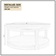 40" Round Coffee Table, Curved 2 Tier Center Coffee Table with Wheels ...